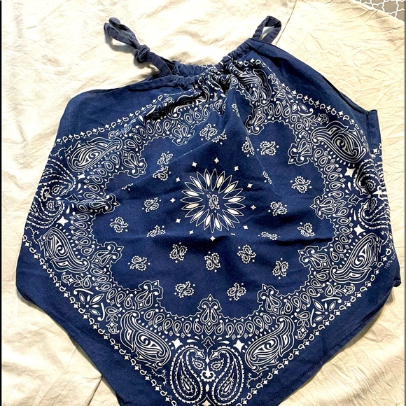 Handmade | Tops | Bandana Hankerchief Crop Top Color Bluewhite Small ...